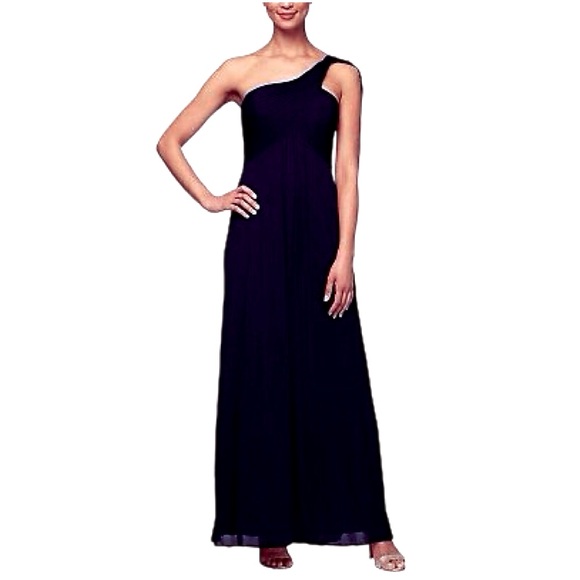 Alex Evenings | Dresses | Alex Evenings Black One Shoulder Pleated ...